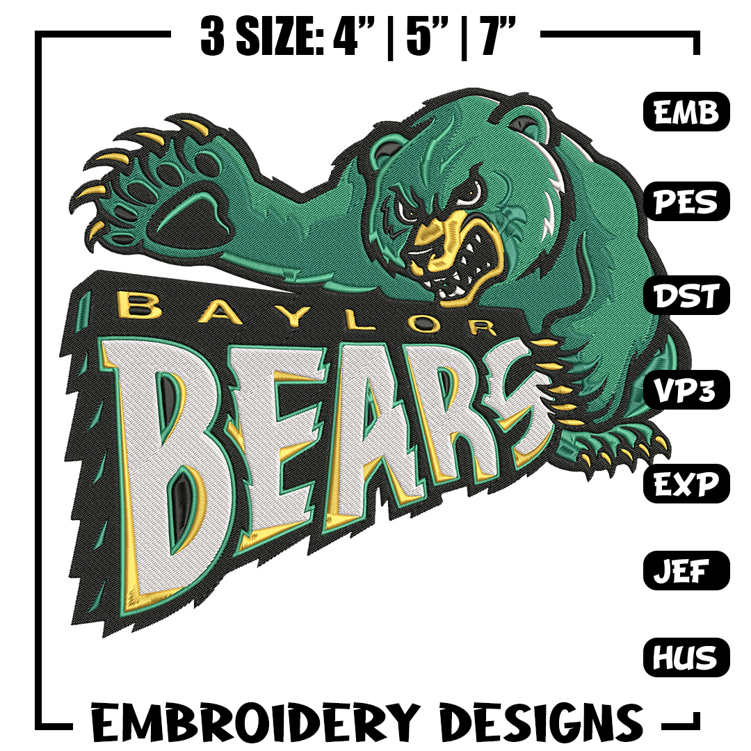 Baylor Bears poster embroidery design, Sport embroidery, log | Inspire ...