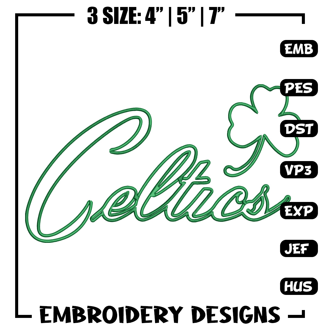Boston Celtics logo embroidery design, NBA embroidery, Sport | Inspire ...
