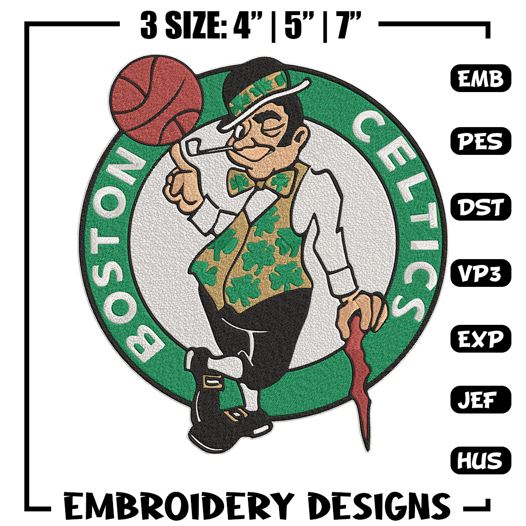 Boston Celtics mascot embroidery design, NBA embroidery, Spo | Inspire ...