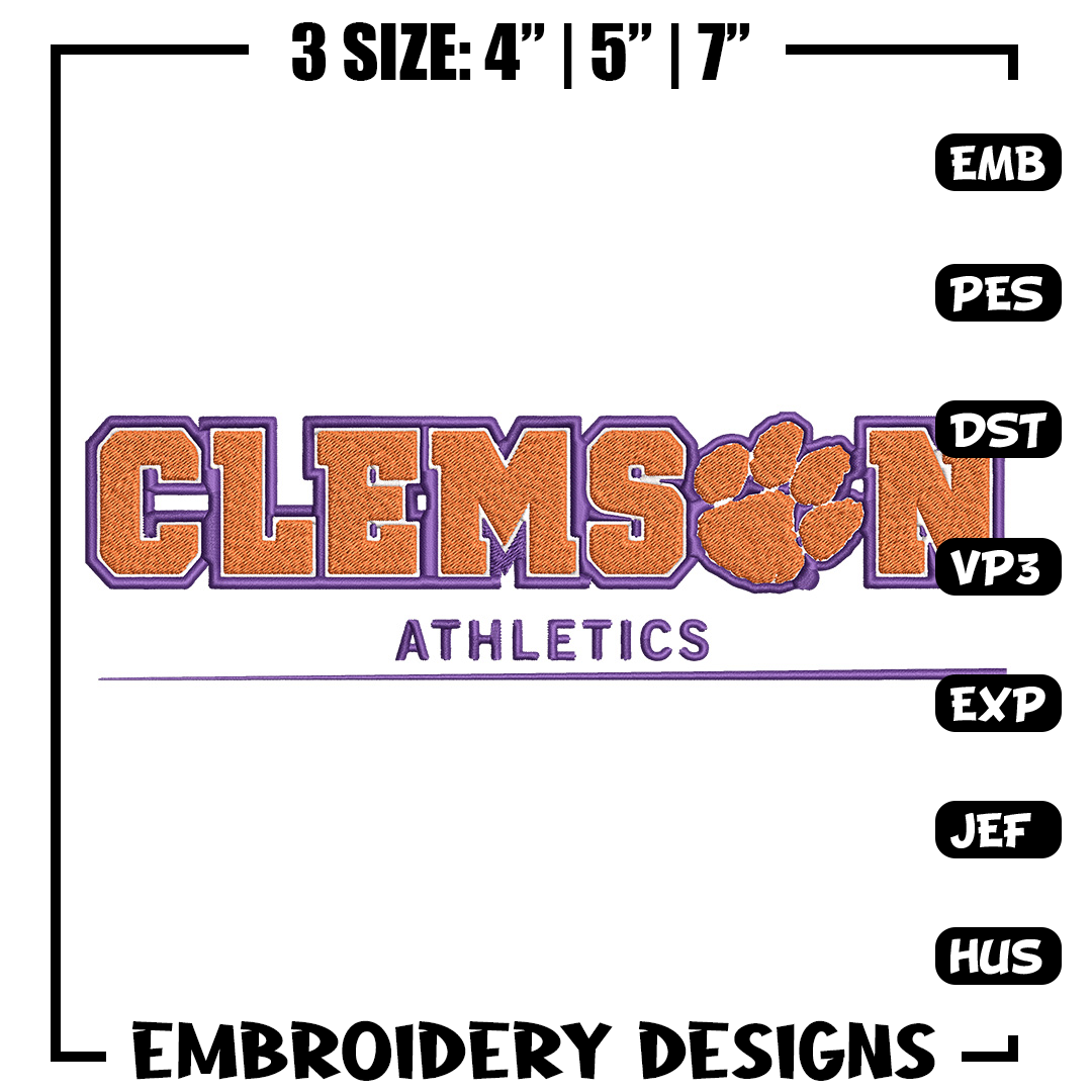 Clemson University logo embroidery design, NCAA embroidery, | Inspire Uplift