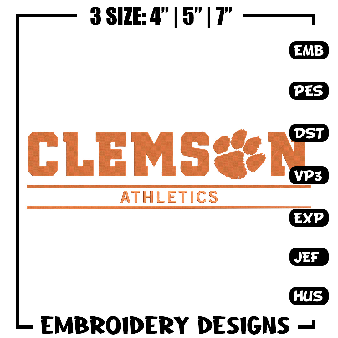 Clemson University logo embroidery design, NCAA embroidery, | Inspire ...