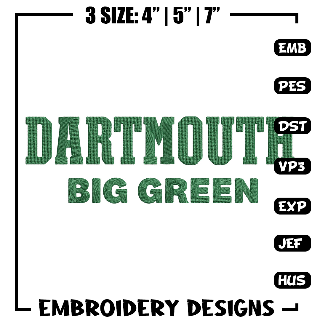 Dartmouth Big Green logo embroidery design, NCAA embroidery, | Inspire ...