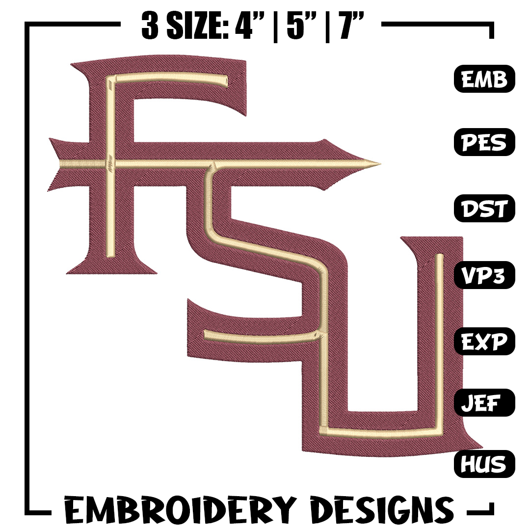 Florida State logo embroidery design, NCAA embroidery,Sport | Inspire ...