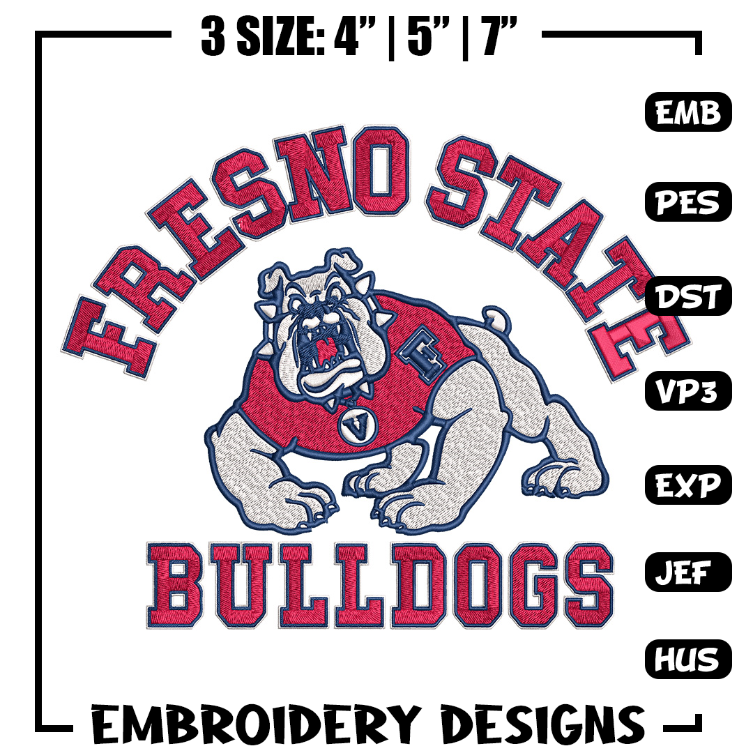 Fresno State Bulldogs logo embroidery design, Sport embroide | Inspire ...