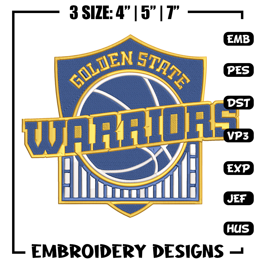 Golden State Warriors logo embroidery design, NBA embroidery | Inspire ...