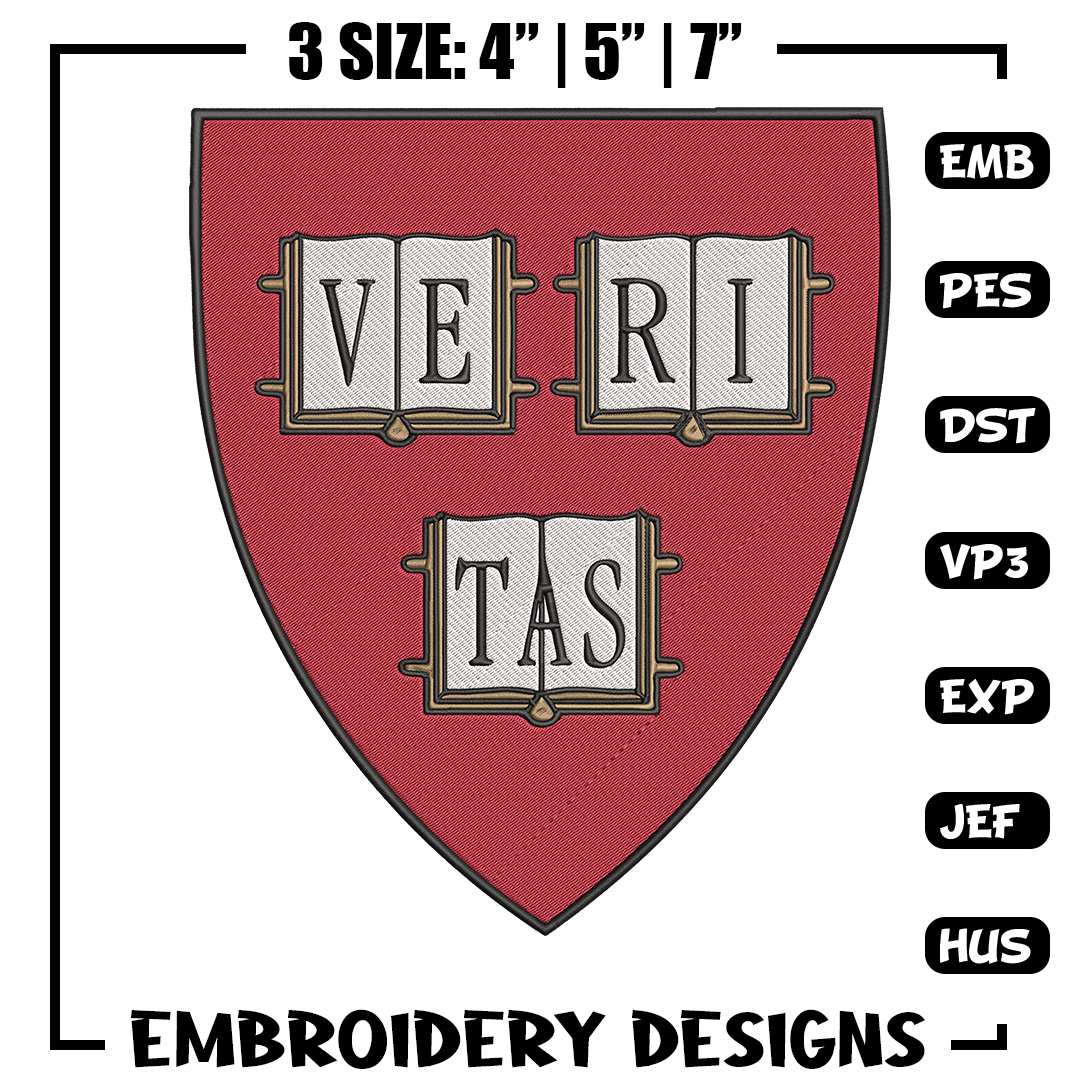 Harvard University logo embroidery design, NCAA embroidery, - Inspire ...