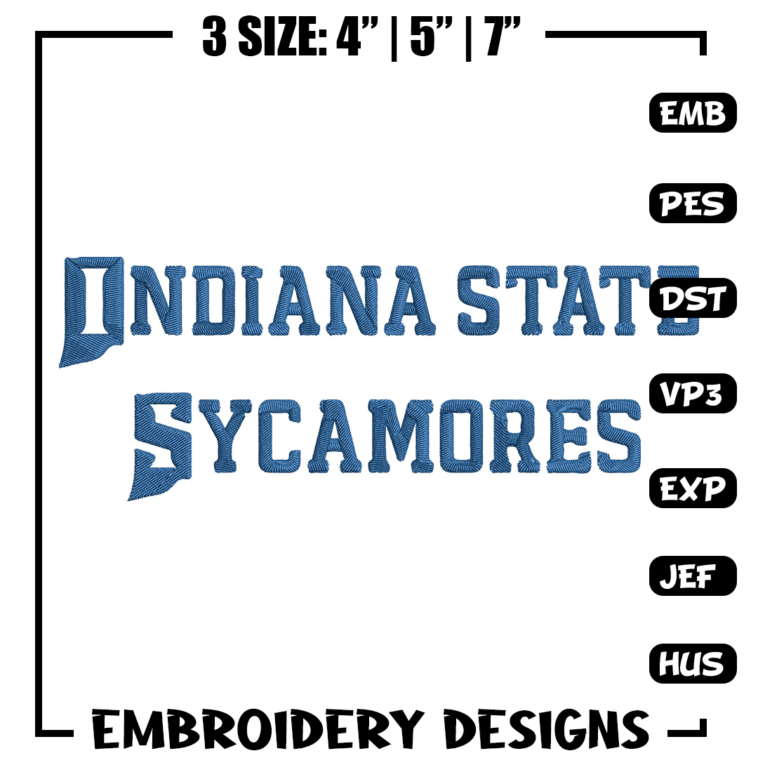 Indiana State logo embroidery design, NCAA embroidery, Embro | Inspire ...
