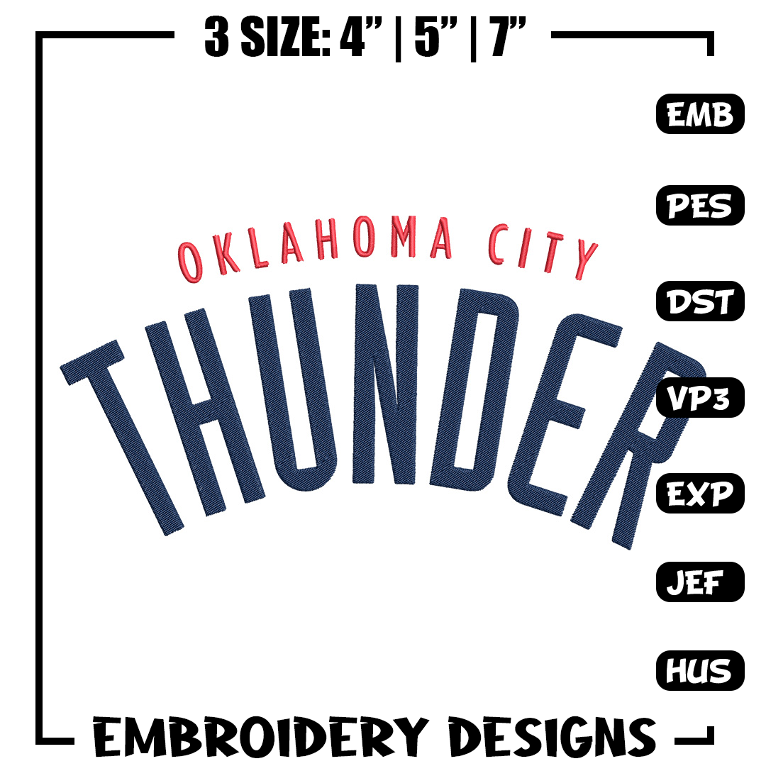 Oklahoma Thunder logo embroidery design, NBA embroidery, Spo | Inspire ...
