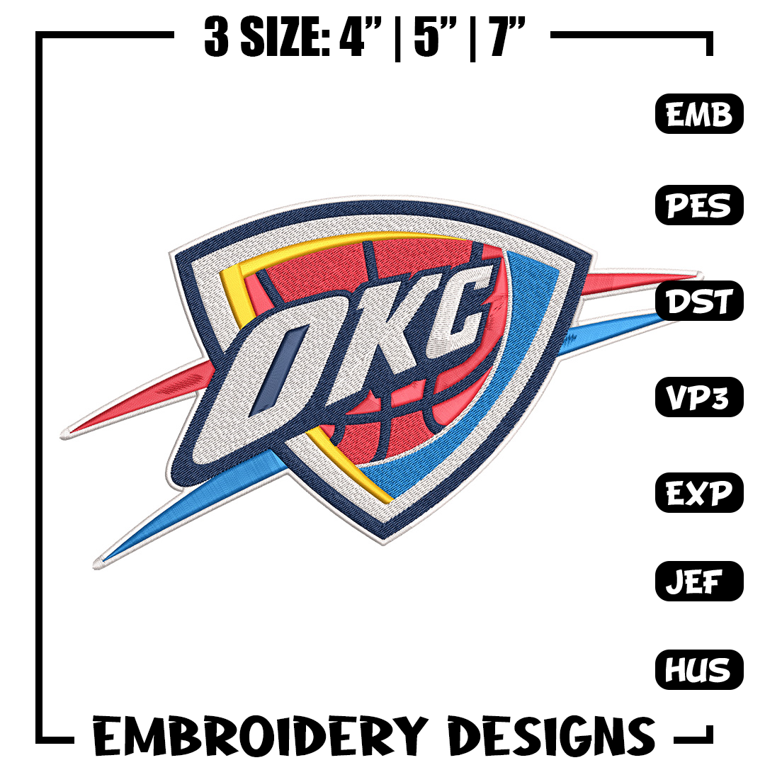 Oklahoma Thunder logo embroidery design,NBA embroidery, Spor - Inspire ...