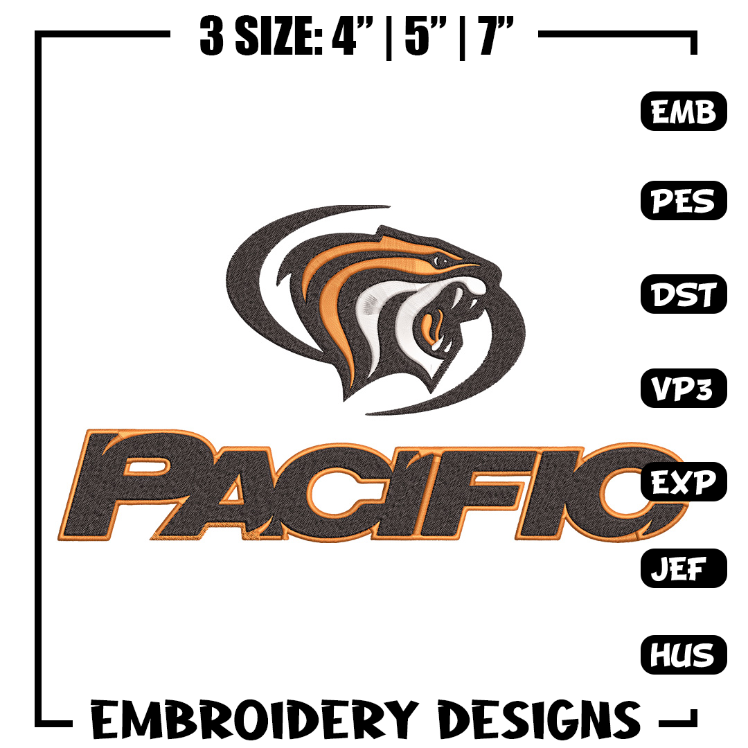 University of Pacific logo embroidery design, NCAA embroider - Inspire ...