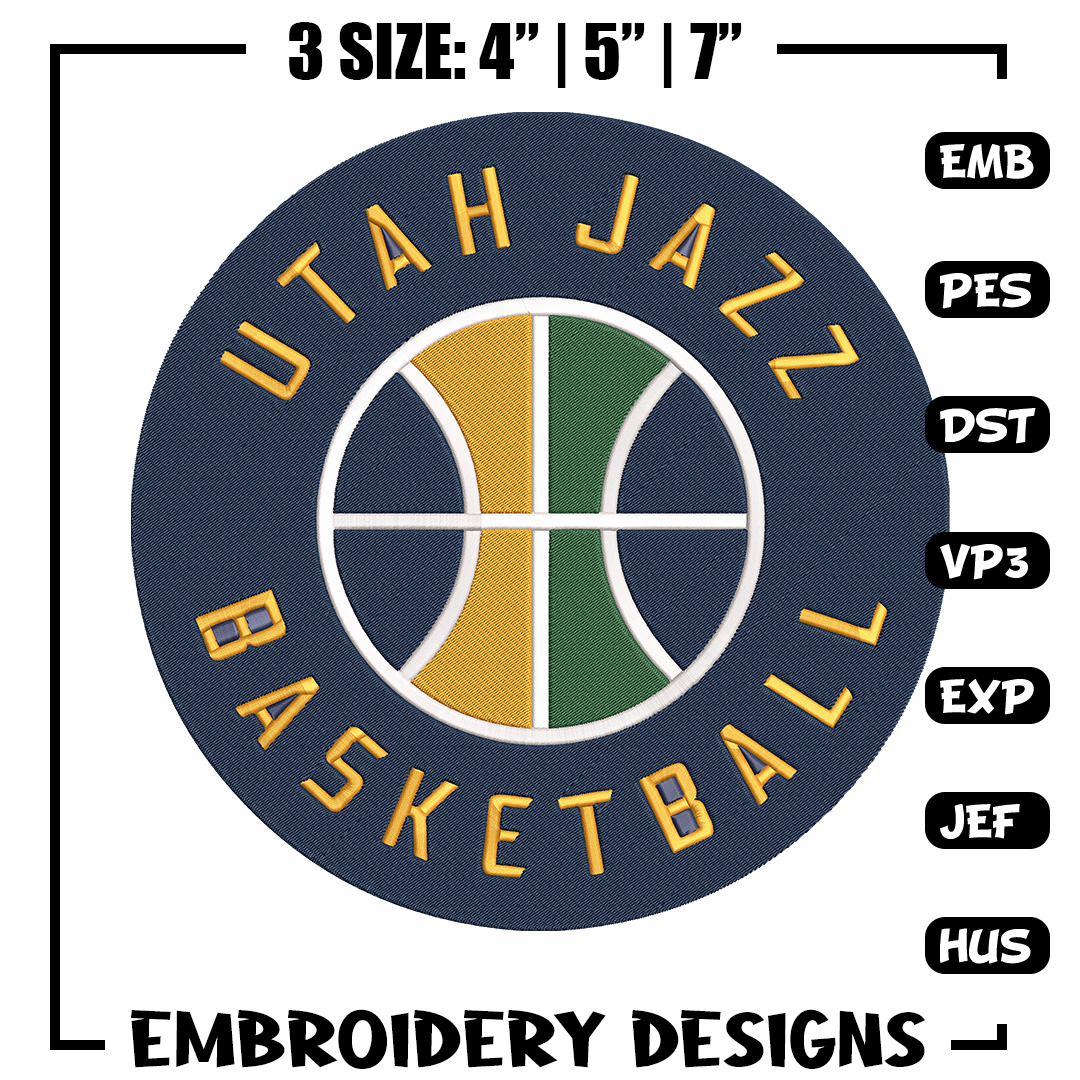 Utah Jazz logo embroidery design, NBA embroidery, Sport embr | Inspire ...