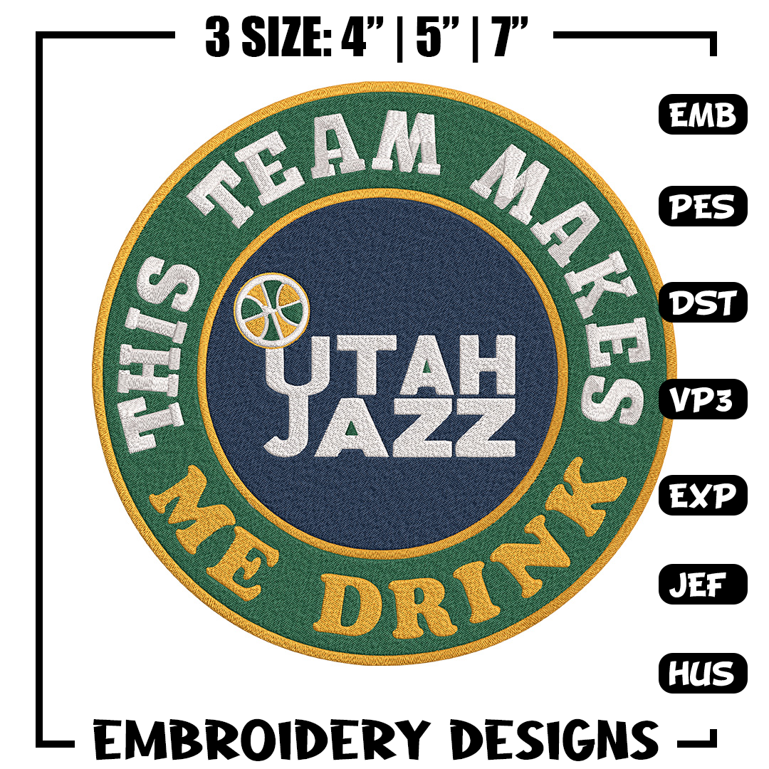 Utah Jazz logo embroidery design, NBA embroidery,Sport embro | Inspire ...