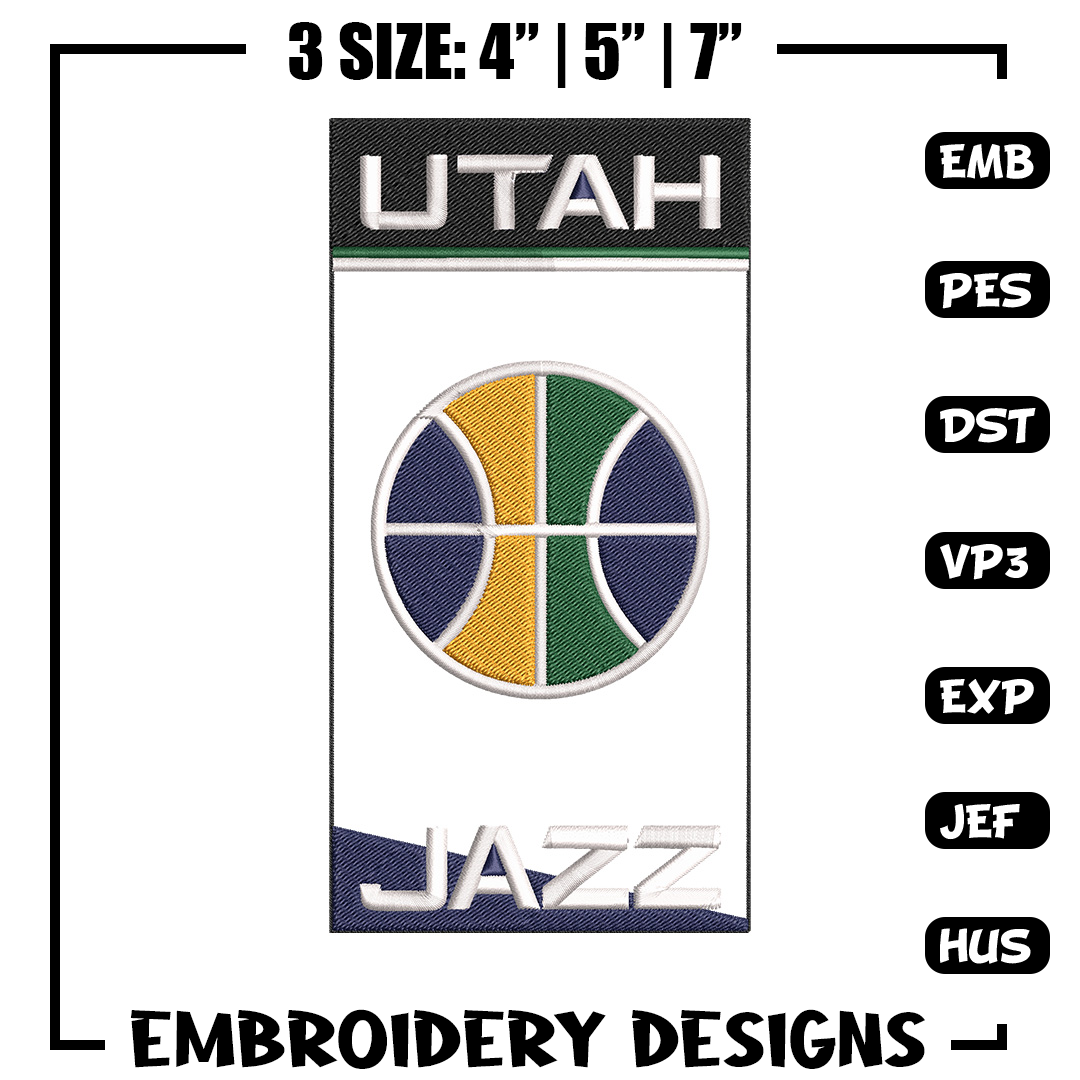 Utah Jazz logo embroidery design,NBA embroidery, Sport embro | Inspire ...