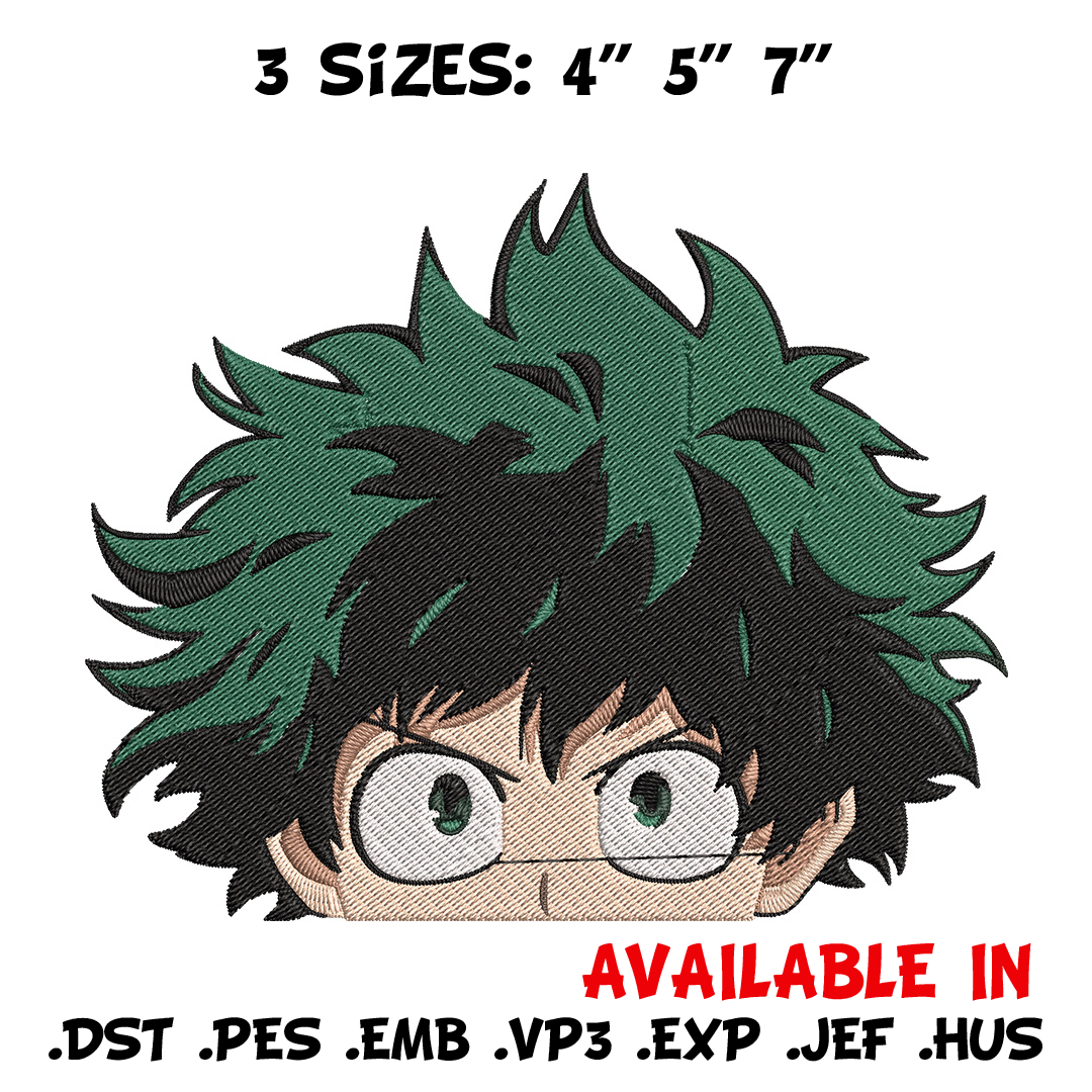 Deku face Embroidery Design, Mha Embroidery, Embroidery File | Inspire ...