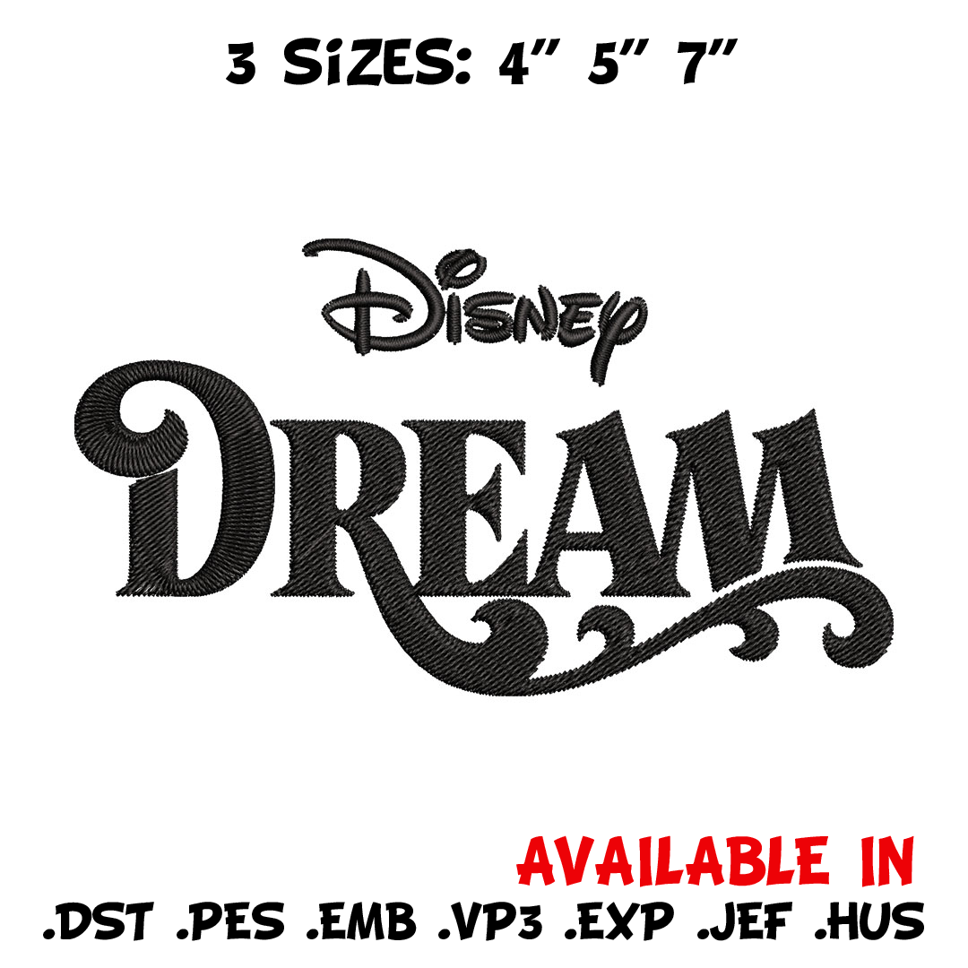 Disney Dream Embroidery Design, Disney logo Embroidery, Embr | Inspire ...