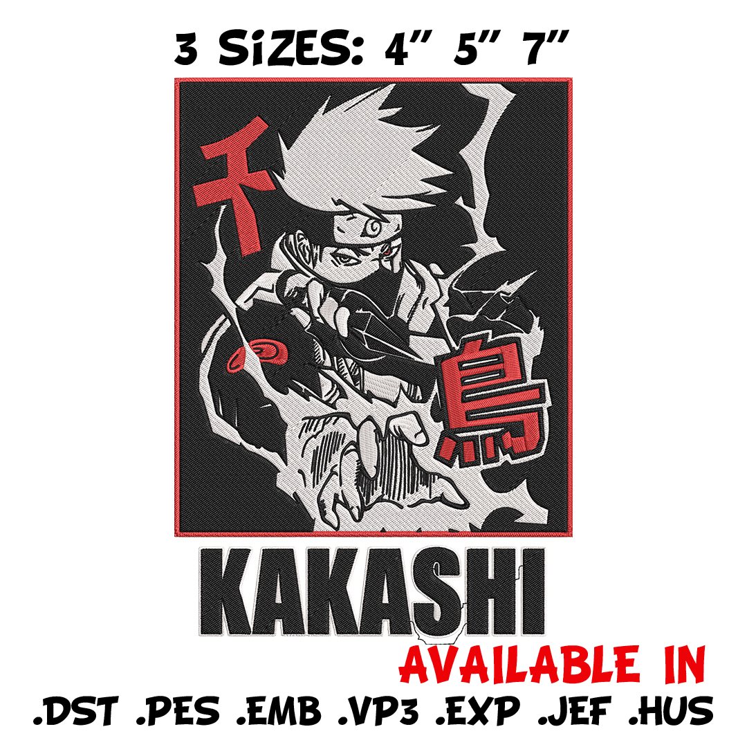 Hatake Kakashi Embroidery Design, Naruto Embroidery, Embroid | Inspire ...