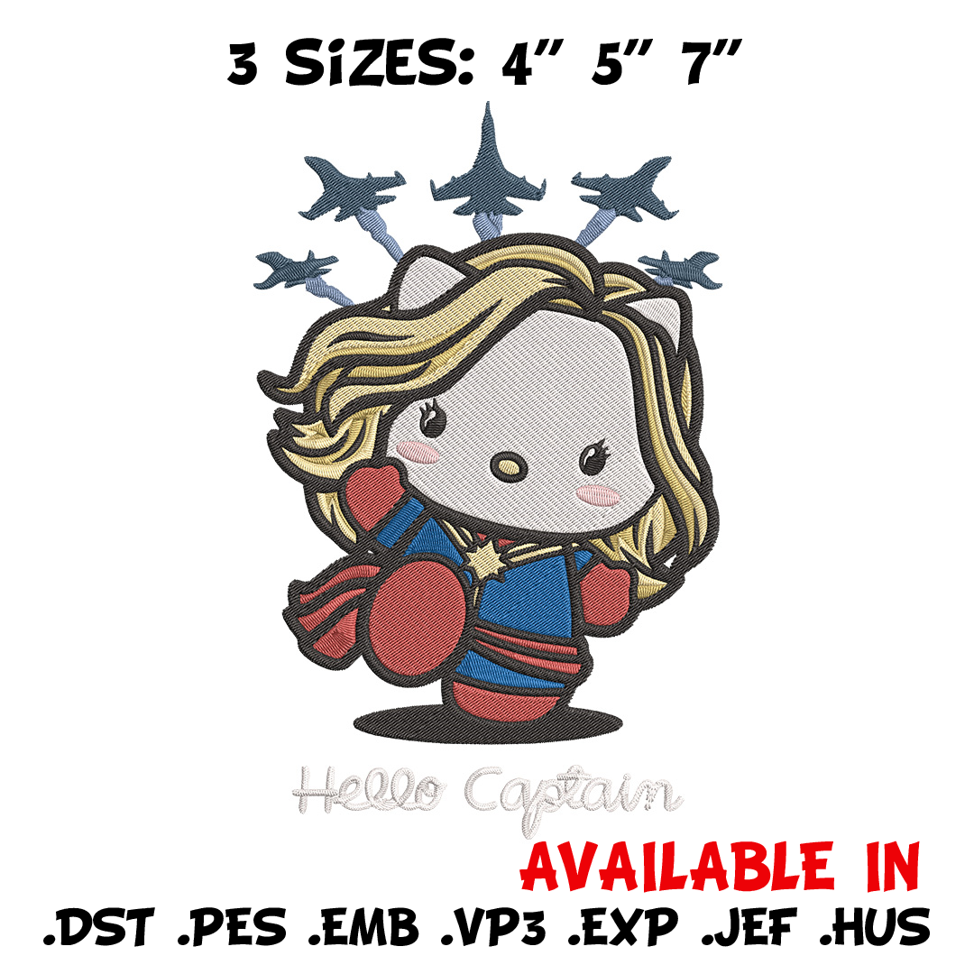 Hello captain Embroidery Design, Hello kitty Embroidery, Emb | Inspire ...