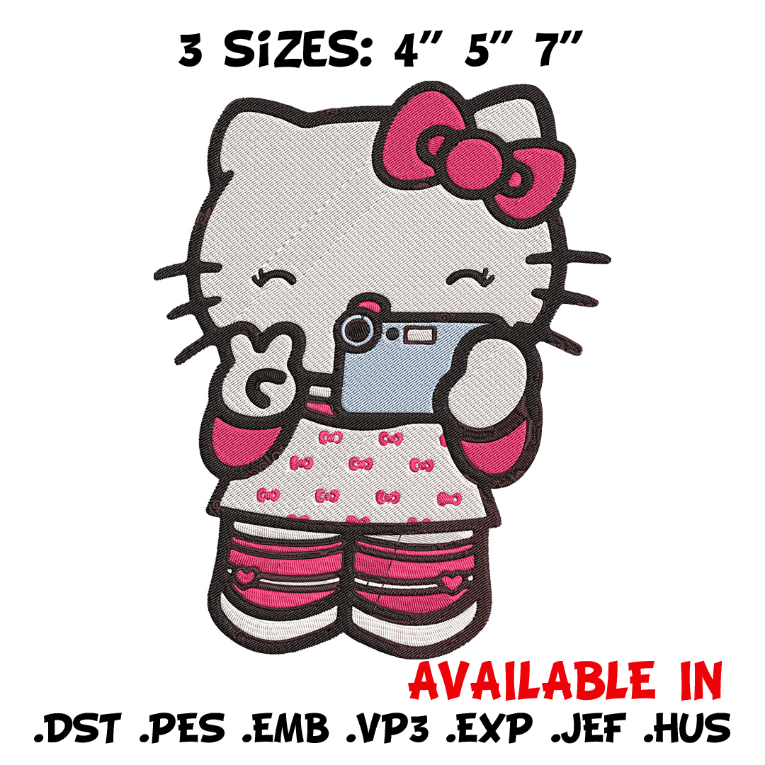 Hello kitty selfie Embroidery Design, Hello kitty Embroidery | Inspire Uplift