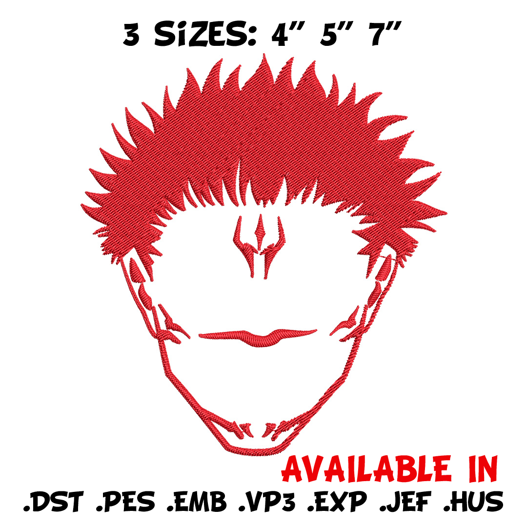 Sukuna face Embroidery Design, Jujutsu Embroidery, Embroider | Inspire ...