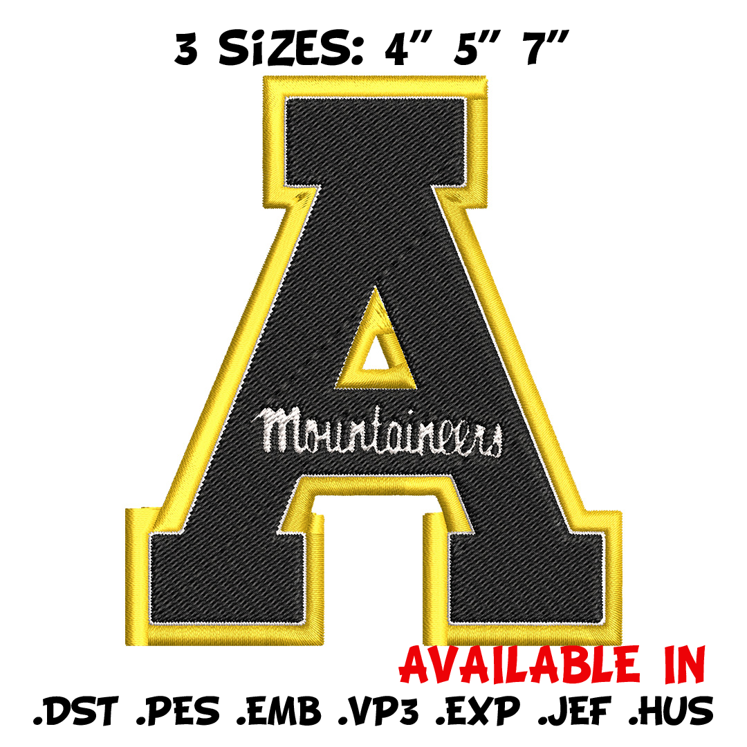 Appalachian State logo embroidery design, NCAA embroidery,Sp | Inspire ...