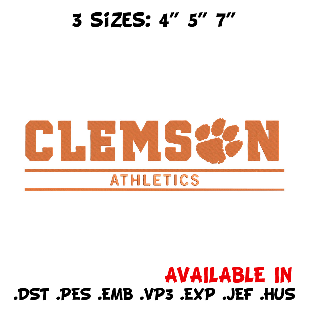 Clemson University logo embroidery design, NCAA embroidery, | Inspire ...