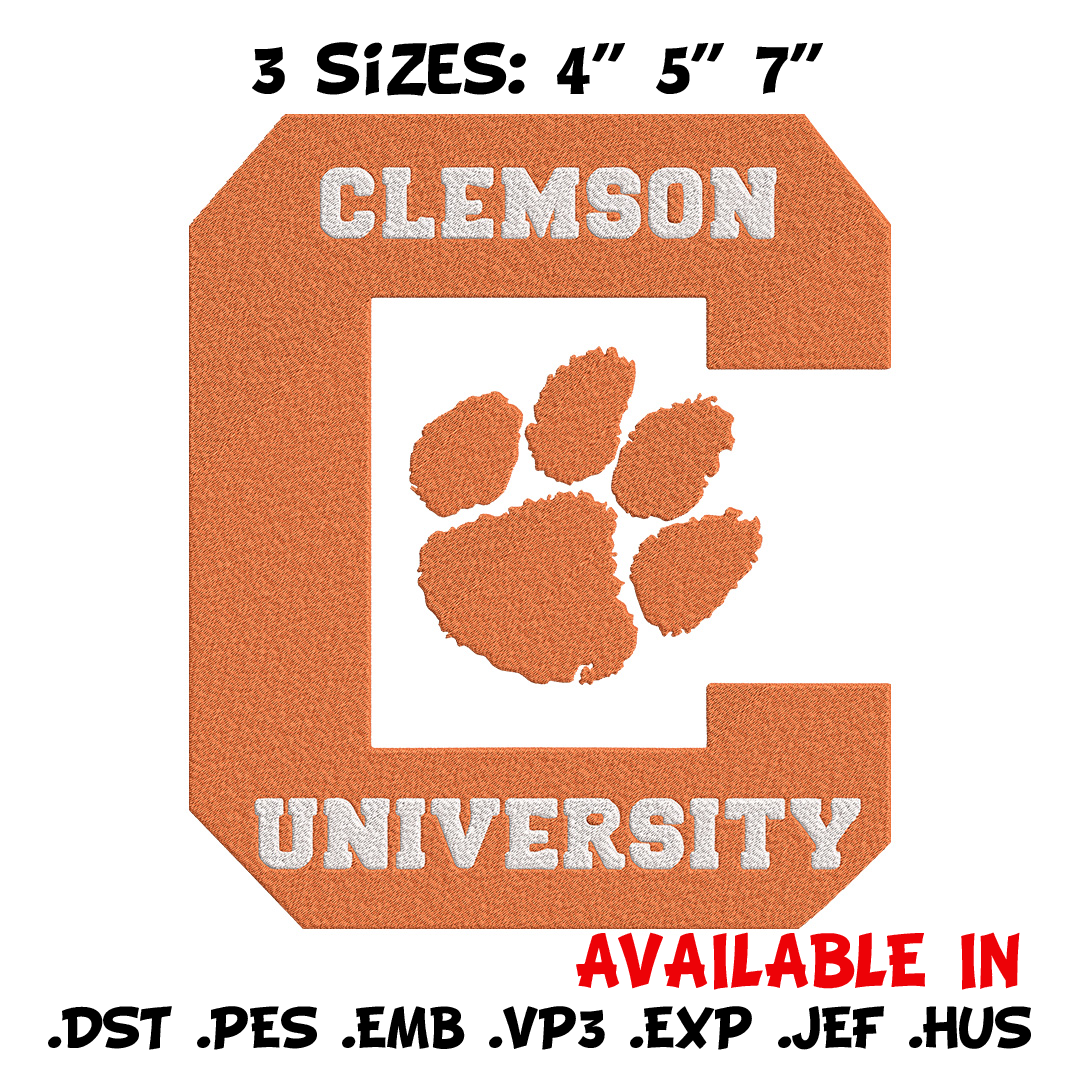 Clemson University logo embroidery design,NCAA embroidery,Sp | Inspire ...