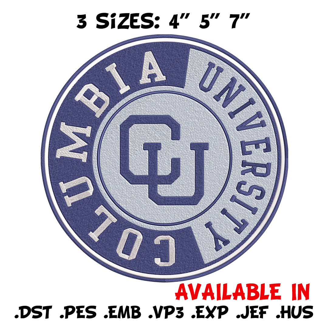 Columbia University logo embroidery design, NCAA embroidery, | Inspire ...