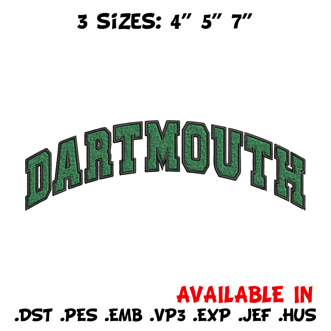 Dartmouth logo embroidery design, Baseball embroidery, Sport | Inspire ...
