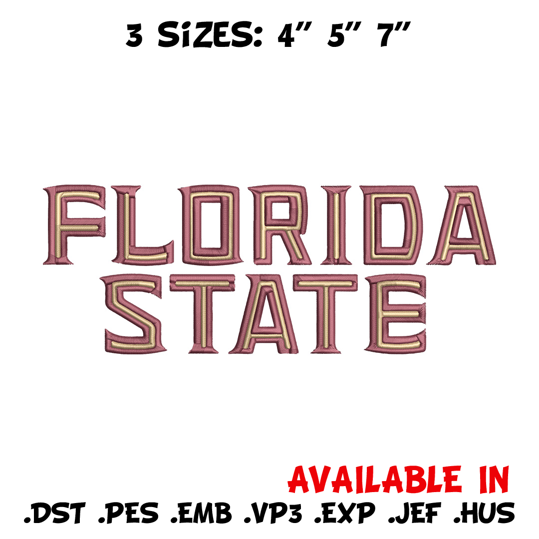 Florida State logo embroidery design, NCAA embroidery, Embro | Inspire ...
