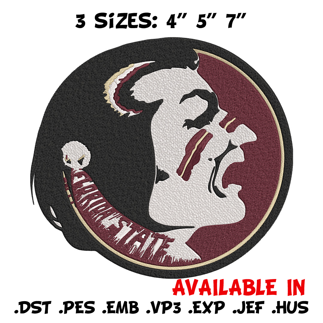 Florida State mascot embroidery design, NCAA embroidery, Spo | Inspire ...