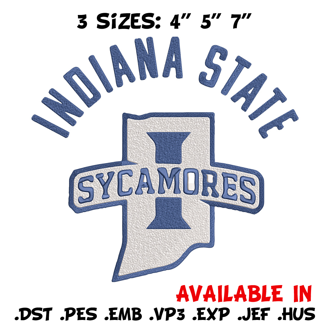 Indiana State University embroidery design,NCAA embroidery, | Inspire ...