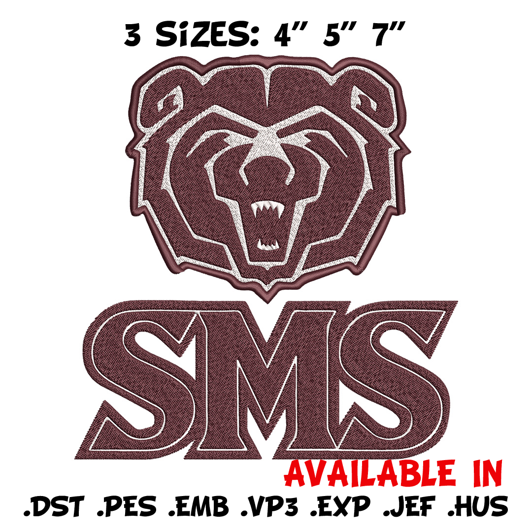 Missouri State logo embroidery design, College embroidery, S | Inspire ...