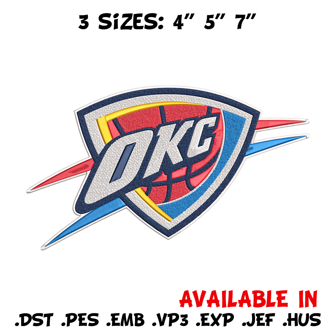 Oklahoma Thunder logo embroidery design,NBA embroidery, Spor | Inspire ...