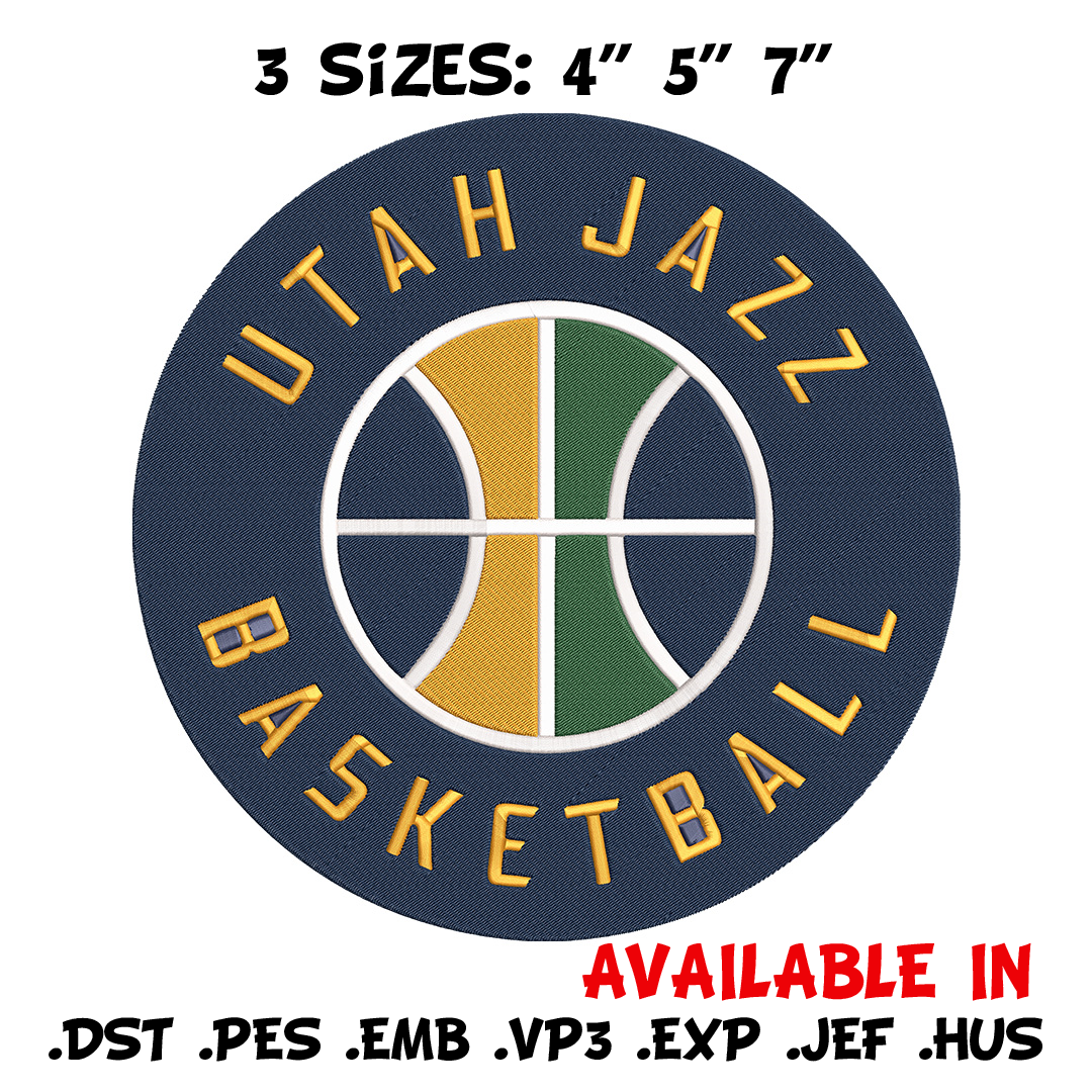 Utah Jazz logo embroidery design, NBA embroidery, Sport embr | Inspire ...
