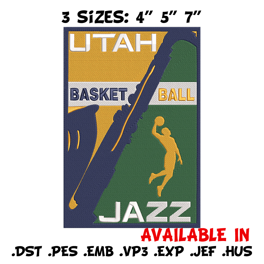Utah Jazz logo embroidery design, NBA embroidery, Sport embr | Inspire ...