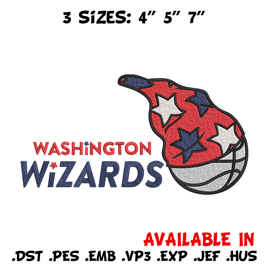 Washington Wizards logo embroidery design, NBA embroidery, S - Inspire ...