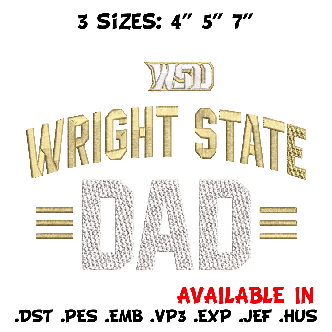 Wright State logo embroidery design, NCAA embroidery, Embroi | Inspire ...