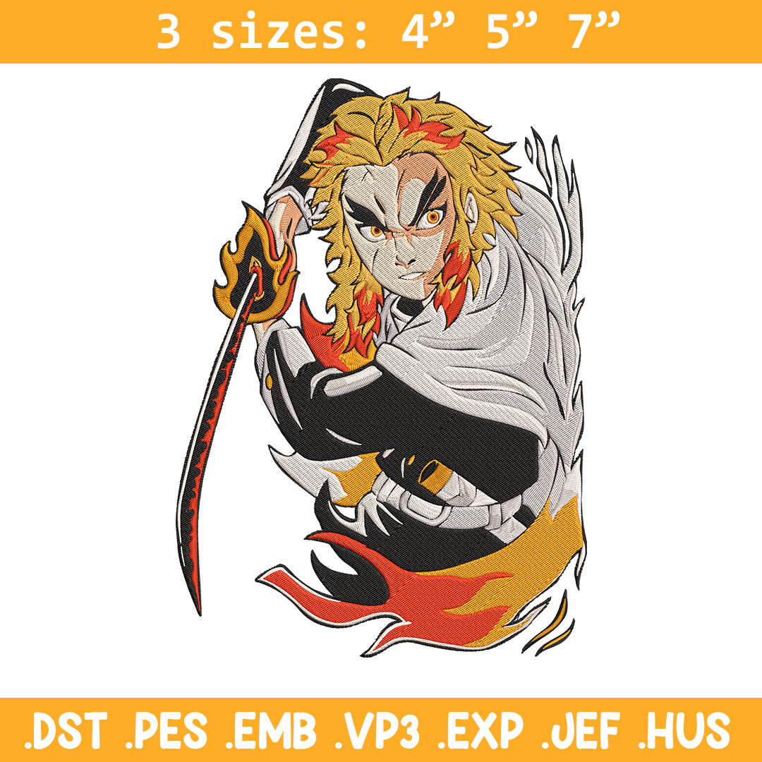 Rengoku Embroidery Design, Demon slayer Embroidery, Embroide - Inspire ...