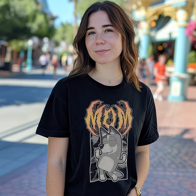 Bluey Mom Shirt: Disney Goth Punk Tee Deathmetal Halloween, - Inspire ...