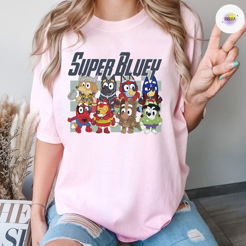 Super Bluey Tshirt, Super Bluey Avengers Shirt, Bluey Family | Inspire ...