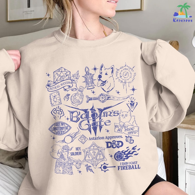 Vintage Baldur's Gate Doodle Art Shirt | Baldur's Gate Merch - Inspire ...