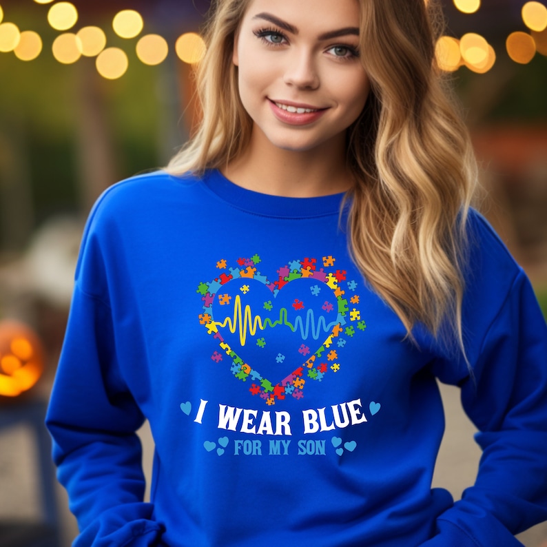I Wear Blue For My Son Autism, Autism Awareness Sweatshirt, | Inspire ...