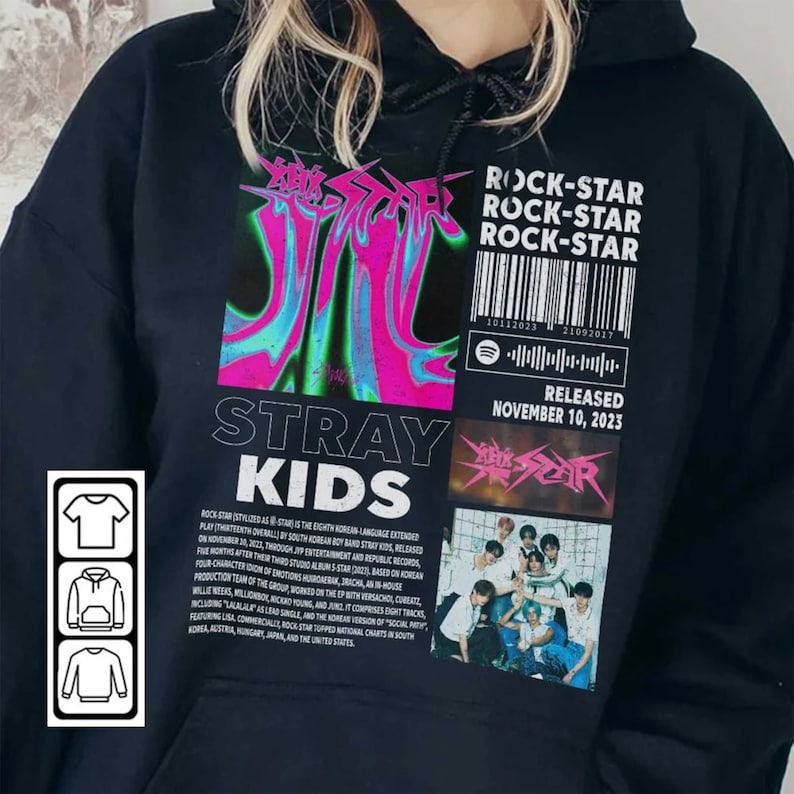 Stray Kids Kpop Merch Shirt, Stray Kids ROCK-STAR Album 90s | Inspire ...