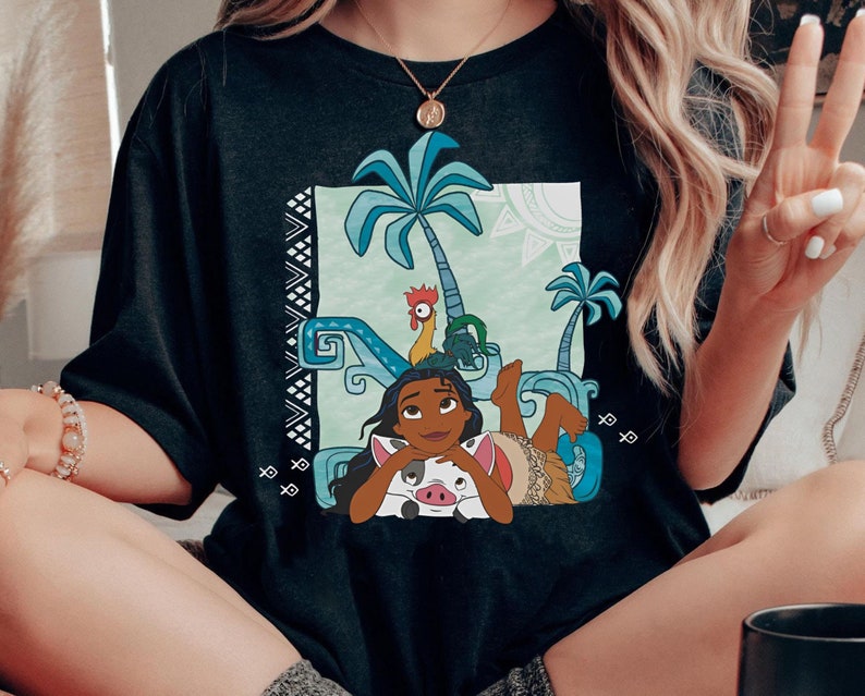 Vintage Moana Pua And Hei Hei On The Beach Shirt | Moana Dis - Inspire ...