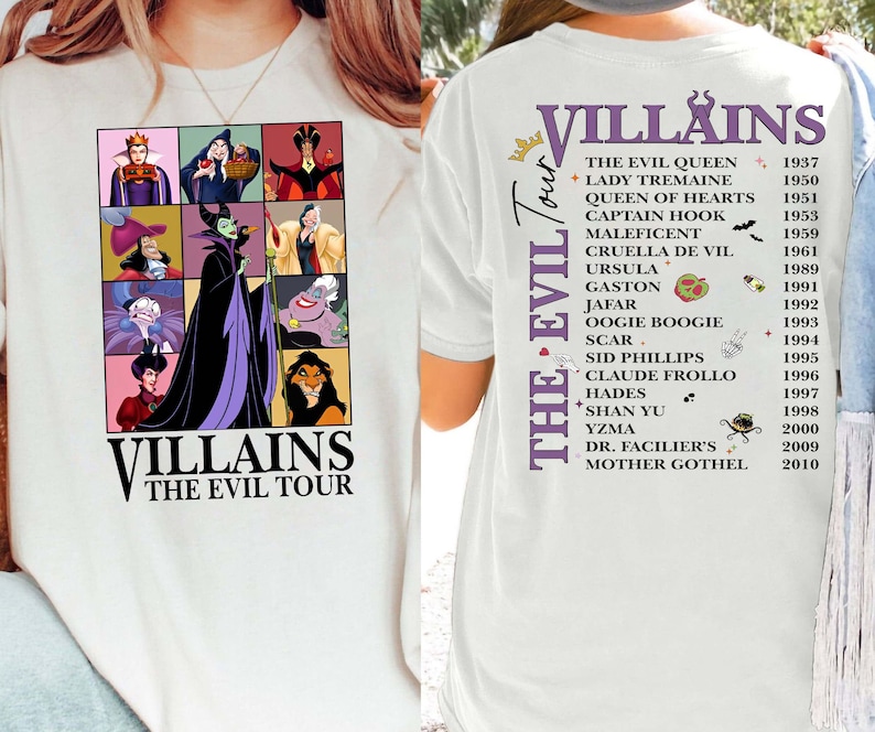 Retro 2-Sided Disney Villains Characters Shirt | Villains Th | Inspire ...
