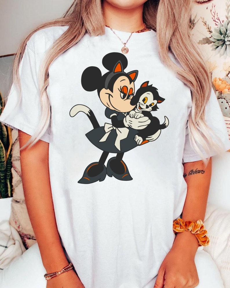 Minnie Mouse And Figaro Cat Gothic Shirt | Disney Halloween | Inspire ...