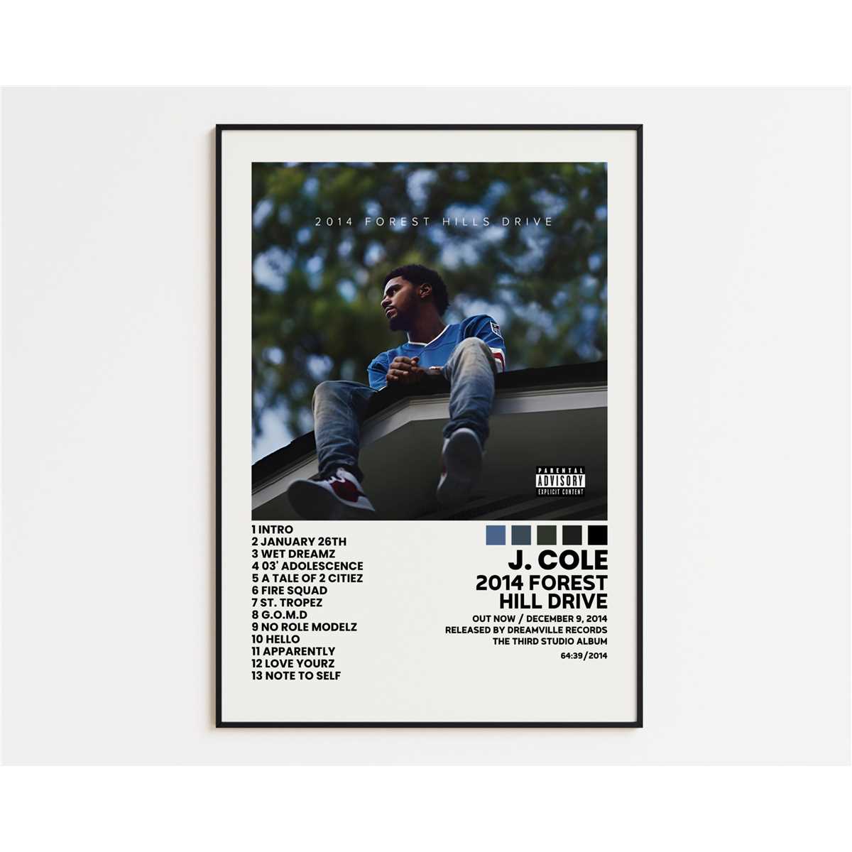 J. Cole Cover Poster, 2014 Forest Hill Drive Album Wall Prin | Inspire ...