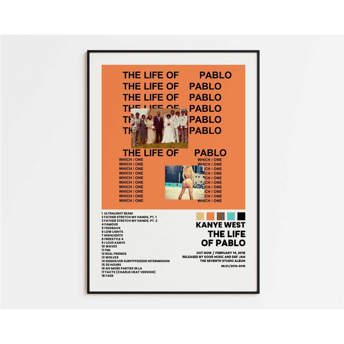 Kanye West Cover Poster, The Life Of Pablo Album Wall Print, | Inspire ...