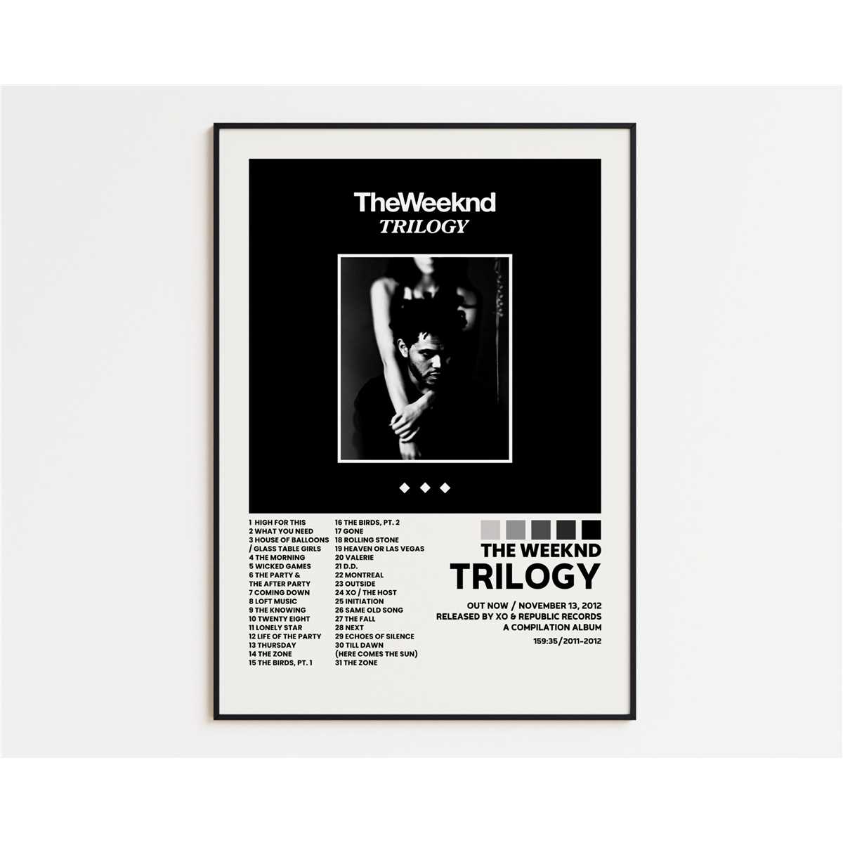 The Weeknd Cover Poster, Trilogy Album Wall Print, Tracklist - Inspire ...