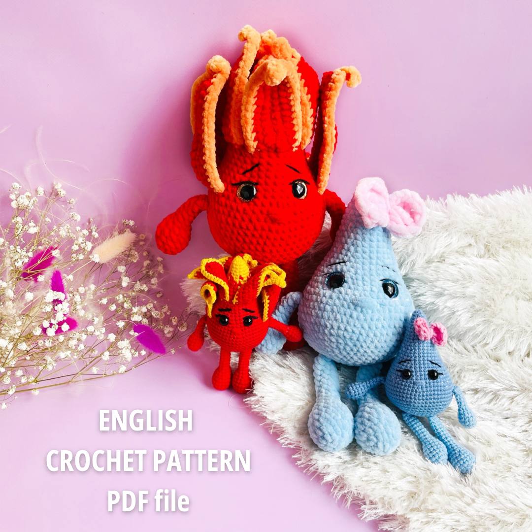 Combo Crochet Patterns Water Drop And Fire Flame Amigurumi P | Inspire ...